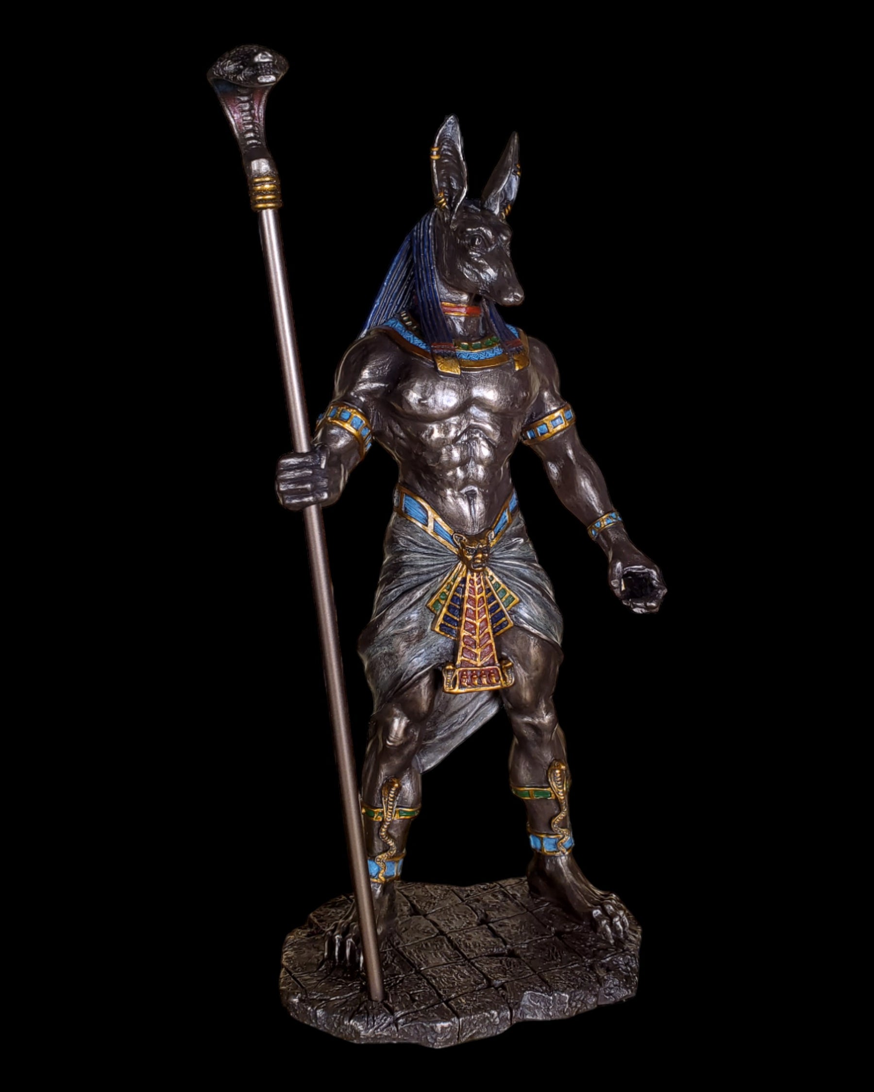 Ancient Egyptian God Anubis with Cobra Staff Statue – Son Of The Pharaoh